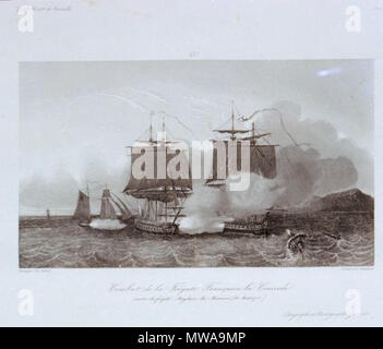 . English: Battle between the french frigate Concorde and the English ...