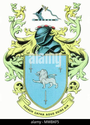 . English: Gorman family coat of arms . 1884. This is a reproduction ...