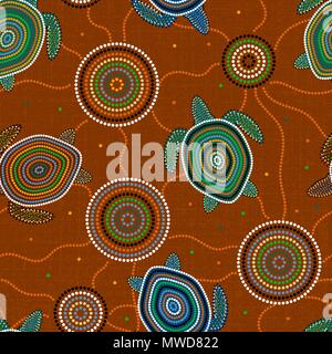 Australian Aboriginal Art. Point drawing. Sea turtles and jellyfish ...