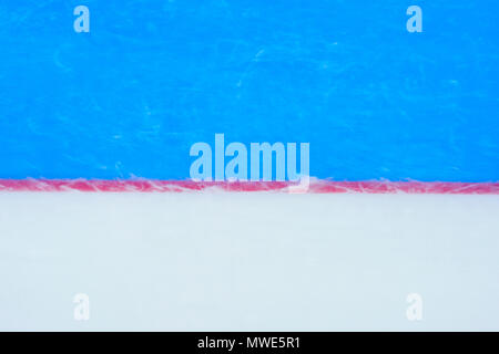 Red goal line on ice rink. Top View Stock Photo - Alamy