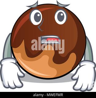 Character Cartoon of Chocolate Donut With Shocked Expression. With ...