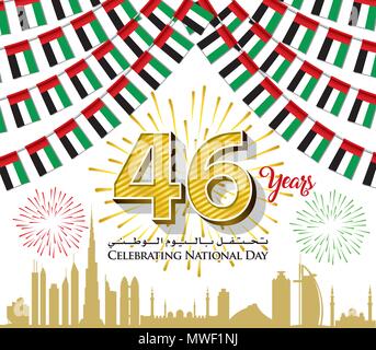 Garland UAE Flags with green Background Template Banner, Hanging ...
