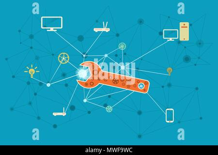Connectivity problem solving for IT networks conceptual illustration ...