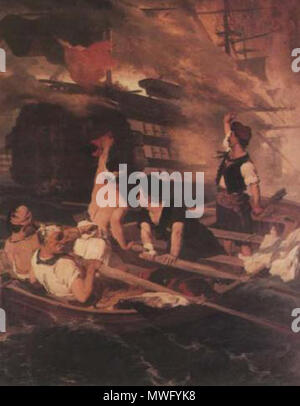 . Greeks under fire-ship captain Constantine Kanaris, setting afire the ...