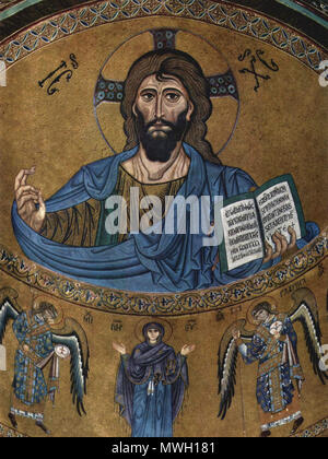 . Cathedral of Cefalù, the apsidal mosaic: Christ Pantocrator. NOTE ...