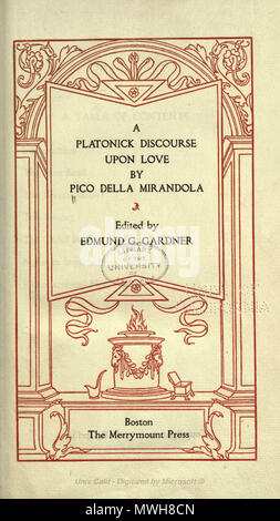 The title page of 'Platonick Discourse,' printed by the Merrymount ...