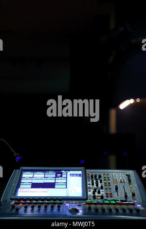 A professional music console called an audio mixer used to publicize ...