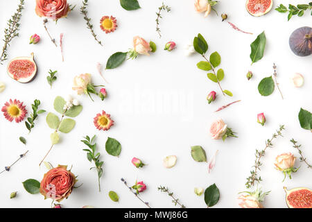 pink flowers, petals and figs isolated on white Stock Photo - Alamy