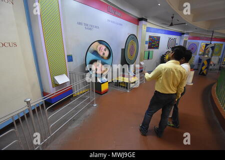 Illusion gallery at the Dynamotion hall of Science City, Kolkata Stock ...