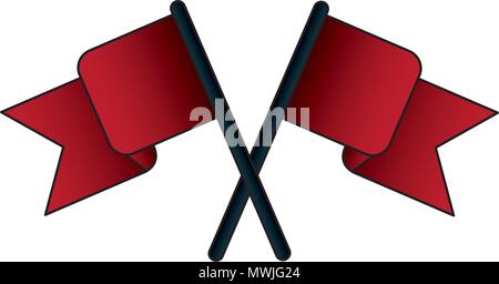 crossed flags winner symbol image vector illustration black and white ...