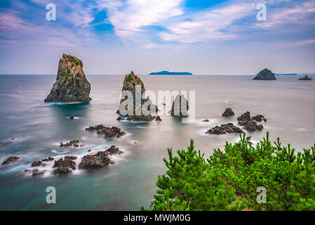 Omijima Island, Yamaguchi, Japan rocky coast on the Sea of Japan Stock ...