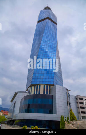 The Avaz Twist Tower, the tallest building in Sarajevo, Bosnia and ...