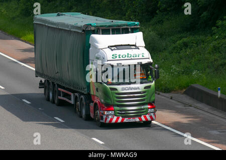a Stobart Scania container hgv lorry shipment Stock Photo - Alamy