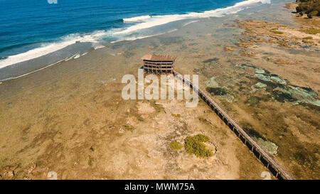 Viewpoint in the ocean at Cloud Nine surf point, Siargao island ...