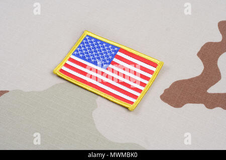 USA flag patch on desert camouflage uniform Stock Photo - Alamy