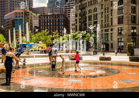 Rings Fountain in the Wharf District Parks with the Harbour Garage and ...