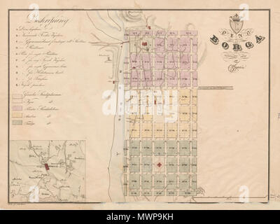 . English: Map of Porvoo from 1843. C.F. Gyldén 1843. Suomi: Porvoon ...