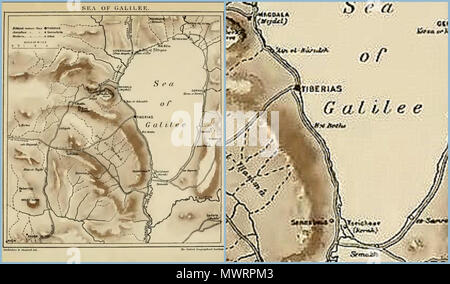 Sea of galilee map 1903 Stock Photo - Alamy