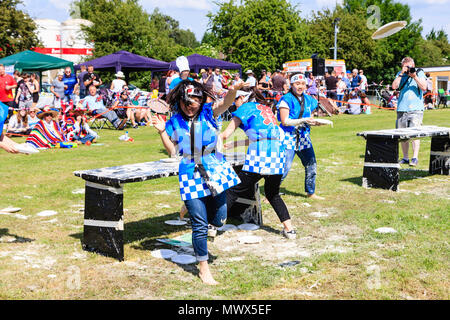 Custard pie fight during the world custard pie championships at ...