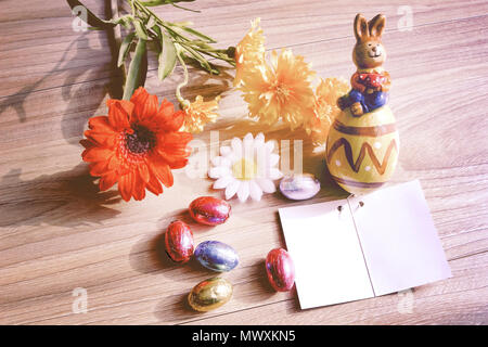 Art Vintage Easter greeting card with Easter eggs Stock Photo - Alamy