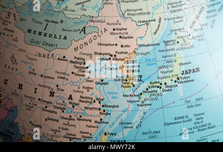 North Korea, South Korea political map with capitals Pyongyang and ...