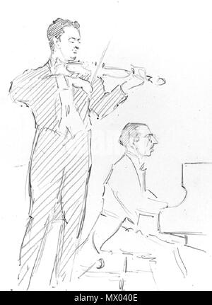 English: Igor Stravinski and Samuel Dushkin pencil on paper 23 x 17 cm ...