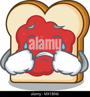 A Crying face of slice of bread cartoon character design Stock Vector ...