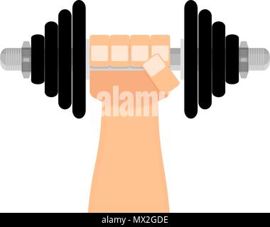 arm, strong hand holding a dumbbell, icon cartoon hand drawn vector ...