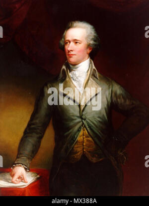 Engraved portrait of Alexander Hamilton, a Founding Father of the ...