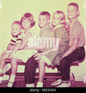 Classic photograph of children sister siblings in both primary and ...