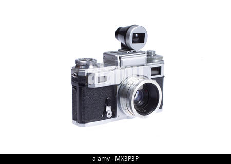 rangefinder camera with additional viewfinder isolated on white ...