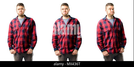 Young man puffing out. Isolated on black Stock Photo - Alamy