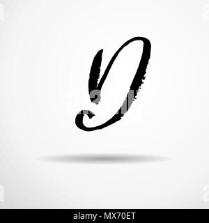 Letter D. Handwritten by dry brush. Rough strokes font. Vector ...