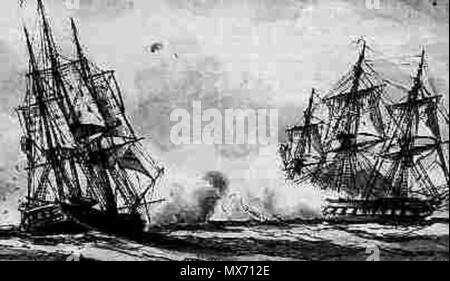 . Battle between the French frigate Surveillante and the British ...