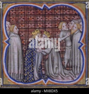 . English: Edward I of England doing homage to Philip the Fair (1286 ...