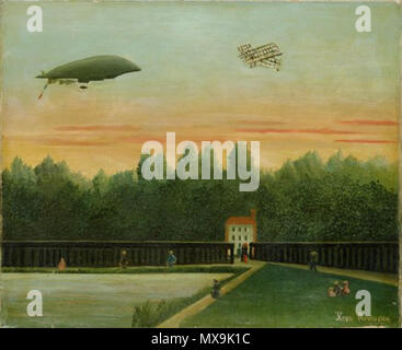 Henri Rousseau - Landscape with the Dirigible Republique and a Wright ...