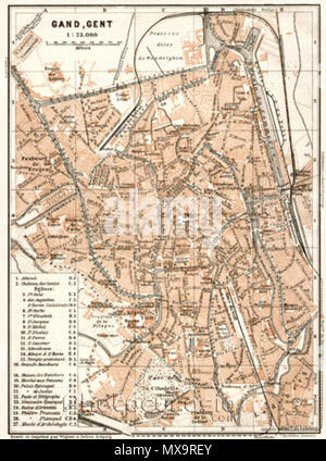 . English: Map of Ghent, 1909 . 1909. Unknown 210 Ghent, map 1909 Stock ...