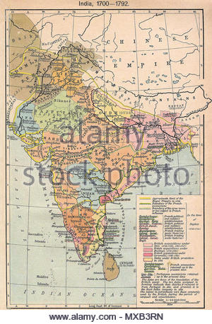 . English: A map of India during 1700–1793 AD