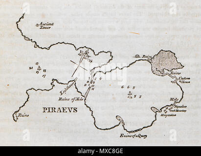 Map of Piraeus and its ports - Tweddell Robert - 1817 Stock Photo - Alamy