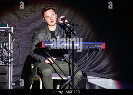 Pop singer Conor Maynard performing live onstage. Conor Maynard live ...