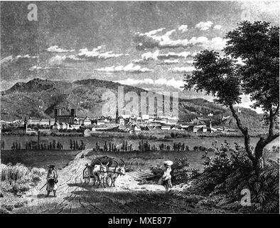 . Pecs around 1840. Drawing by L. Rohbock, engraving by G.M. Kurz ...