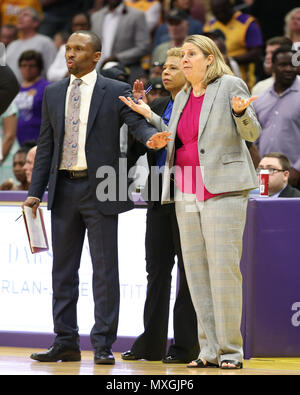 Minnesota Lynx head coach Cheryl Reeve, center, reacts during the first ...