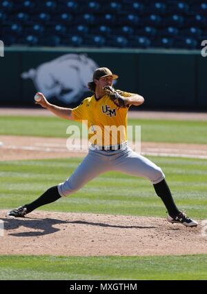 The Plate. 3rd June, 2018. Southern Miss pitcher Jarod Wright #4 ...
