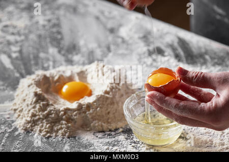 Preparation of the dough. Preparation of the dough the women's hands ...