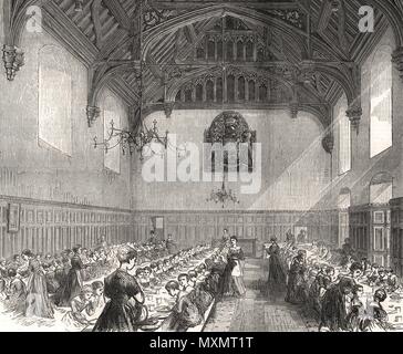 BEDDINGTON: Hall of the female orphan asylum, Beddington, antique print ...