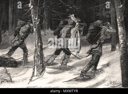 INDIAN TRAPPERS OF THE NORTH-WEST, CANADA, NINETEENTH CENTURY ENGRAVING ...