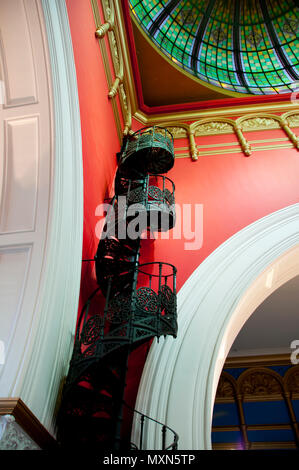 SYDNEY, AUSTRALIA - April 4, 2018: Stained Glass wall inside the QVB ...