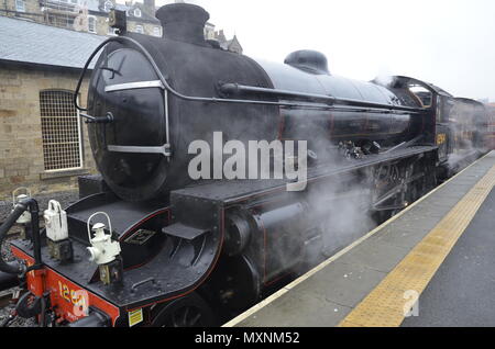 Steam train at Whitby Station on the North Yorkshire Moors Railway ...