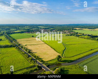 Aerial view of The Royal Military Canal, Hamstreet, Kent, UK Stock ...