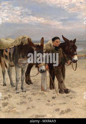 Verhas Jan Frans - Summer at the Beach in Heist - Belgian School - 19th ...